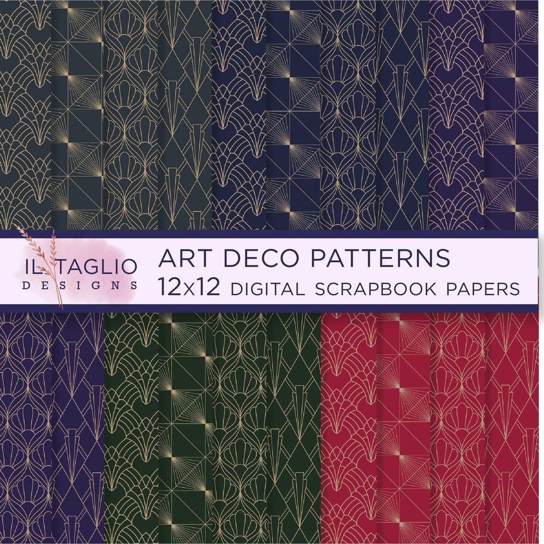 Art Deco Digital Patterned Papers, Print, 12x12, Gold, Art Deco, Craft ...