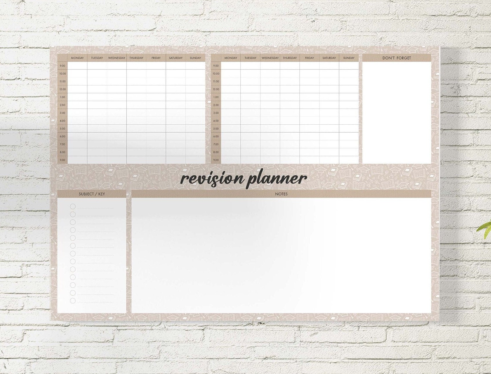 Printable PDF Revision Wall Planner A2 Landscape Revision Planner ...