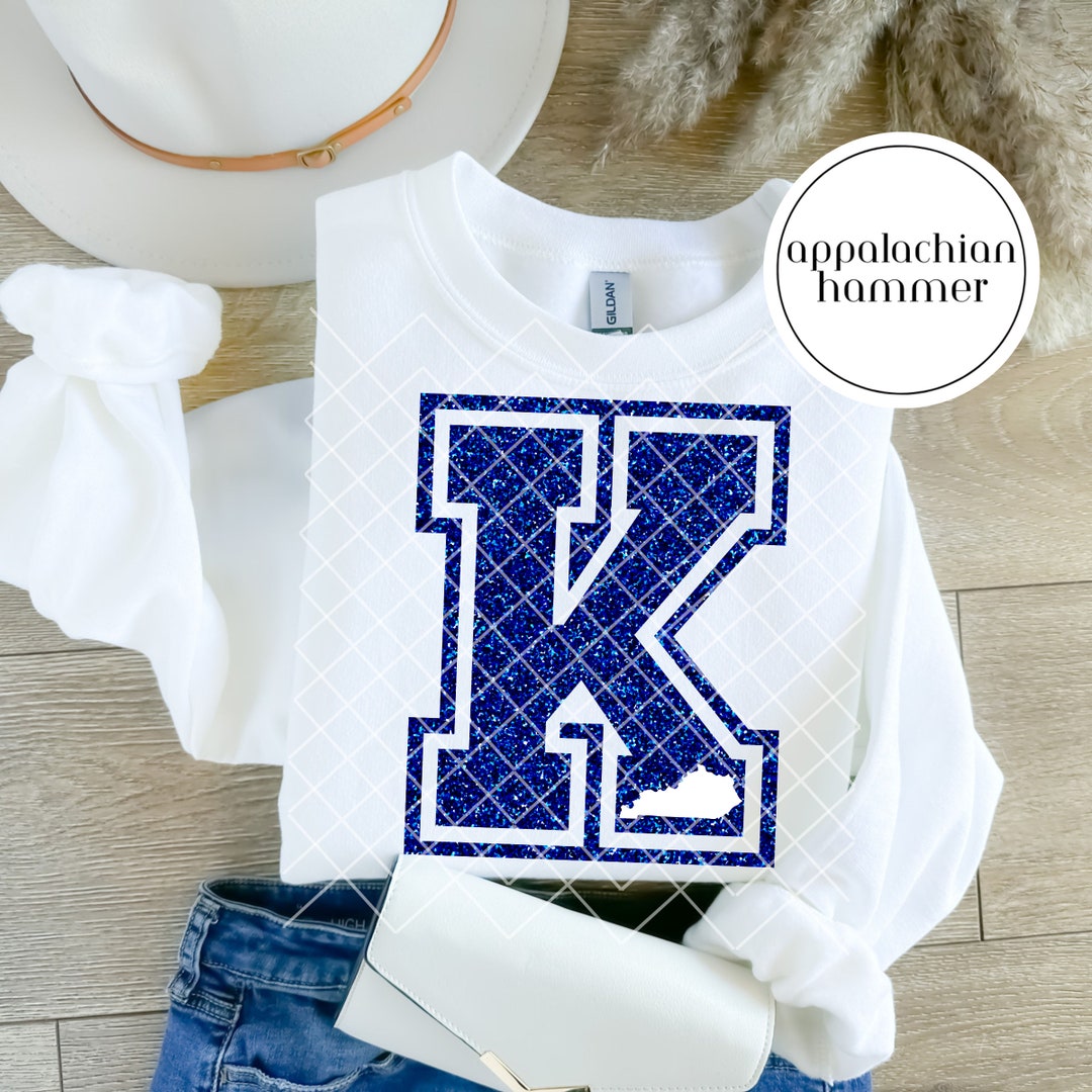 Kentucky, Blue Glitter, KY State, Silhouette, Letter, University ...