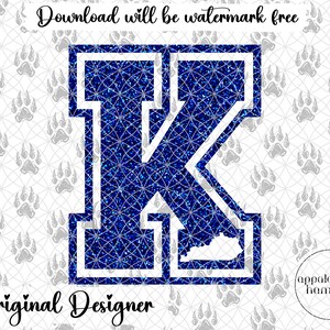 Kentucky, Blue Glitter, KY State, Silhouette, Letter, University ...