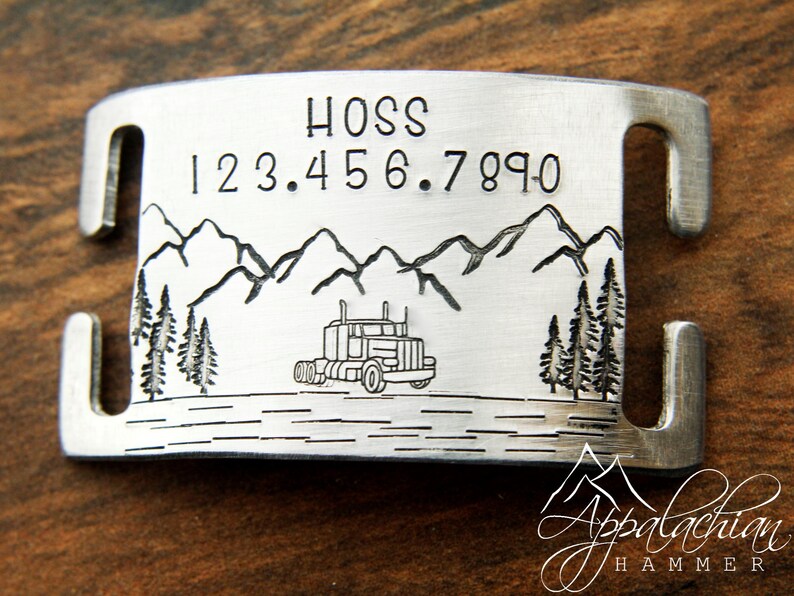 Semi Truck Custom Pet Collar Tag Slide on Tag Truck Driver - Etsy