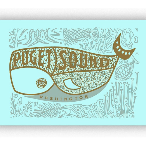 Puget Sound Washington Map Engraved Wood Coastal Chart Wall - Etsy
