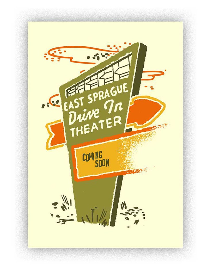 East Sprague Theater Handmade Screen Print - Etsy