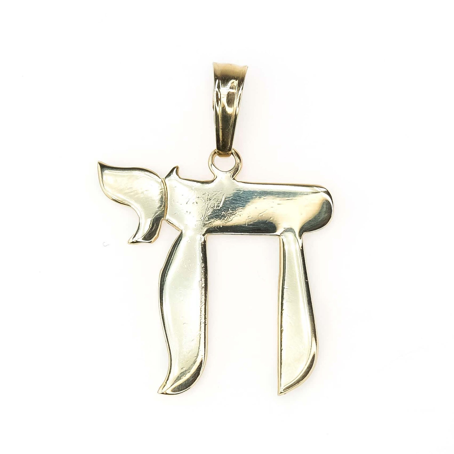 Polished Chai Pendant in 14K Yellow Gold - Etsy