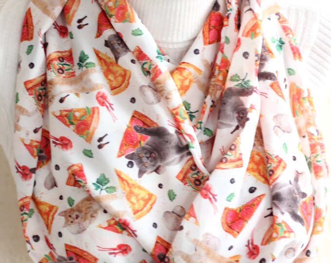 Pizza Cat Scarf Cat Infinity Scarf Pizza Party Crazy Cat | Etsy