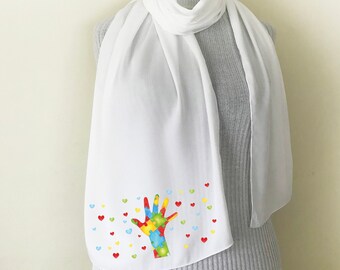 Autism Awareness Puzzle Ribbon Scarf in Black or Multi Colored Puzzle ...