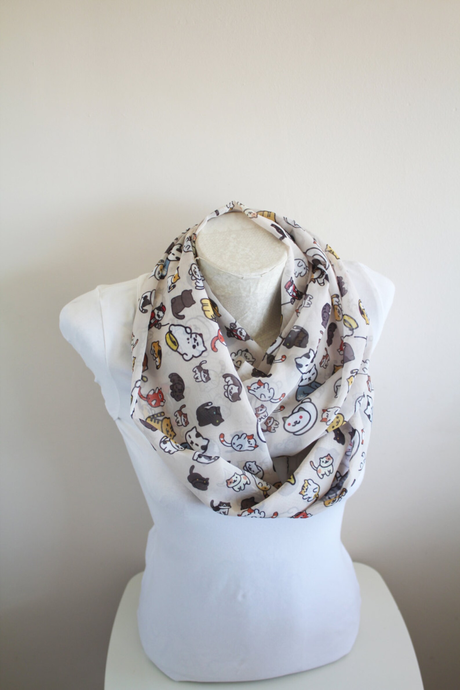 Neko Atsume Scarf Funny Cat Tubbs Infinity Scarf Neko Cat | Etsy