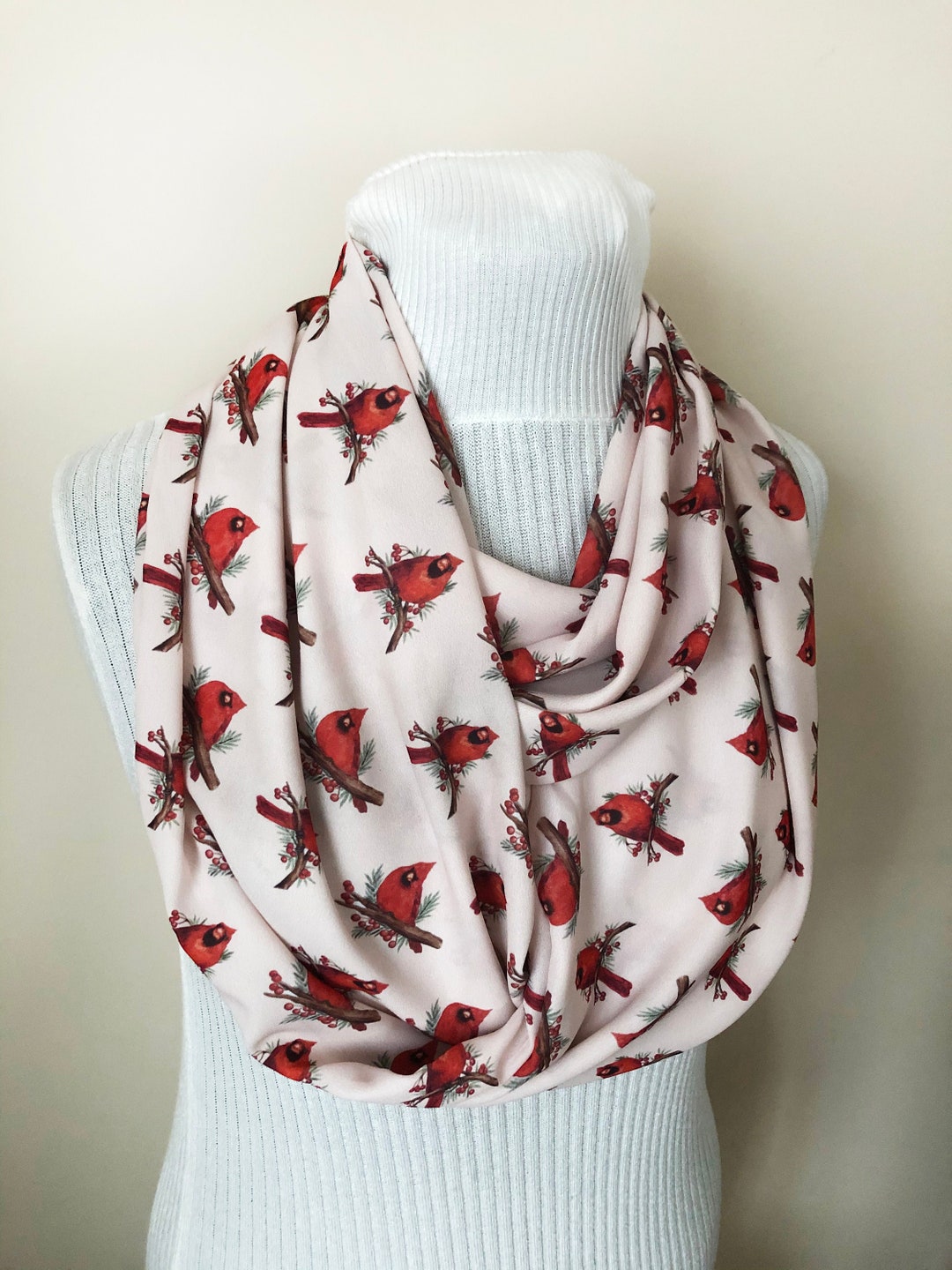 Cardinal Bird Infinity Scarf Cardinal Bird Gifts for Christmas Women ...