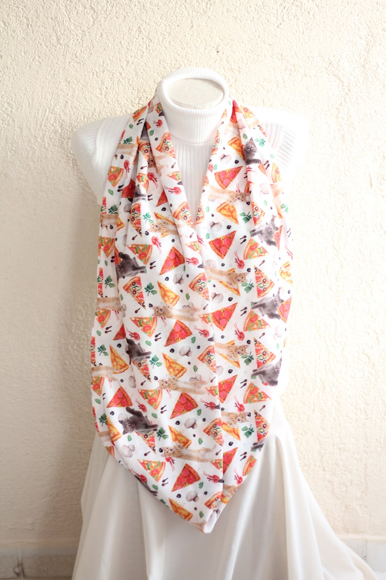 Pizza Cat Scarf Cat Infinity Scarf Pizza Party Crazy Cat - Etsy