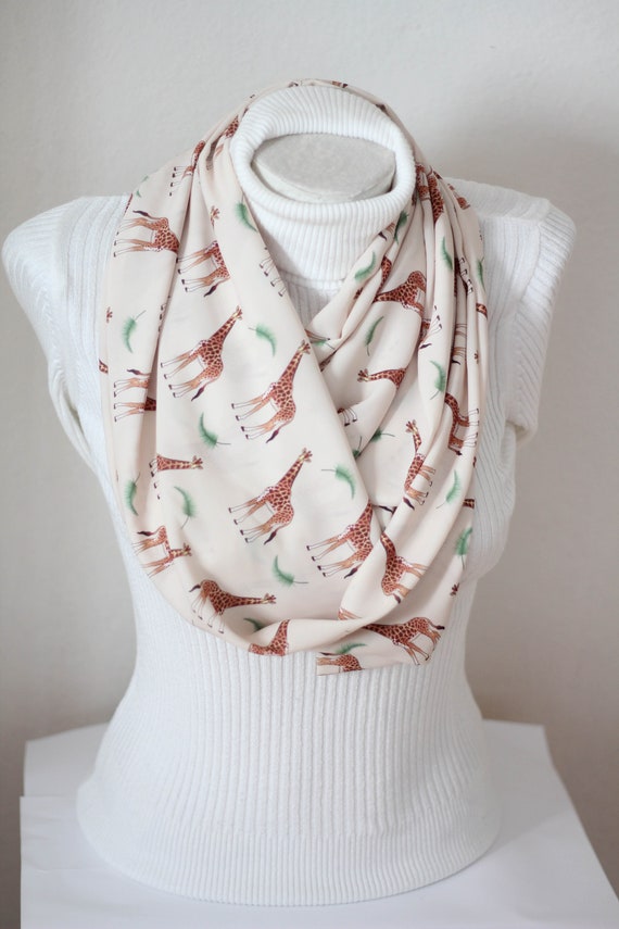 Giraffe Scarf Gardening Gift Giraffe Print Infinity Scarf | Etsy