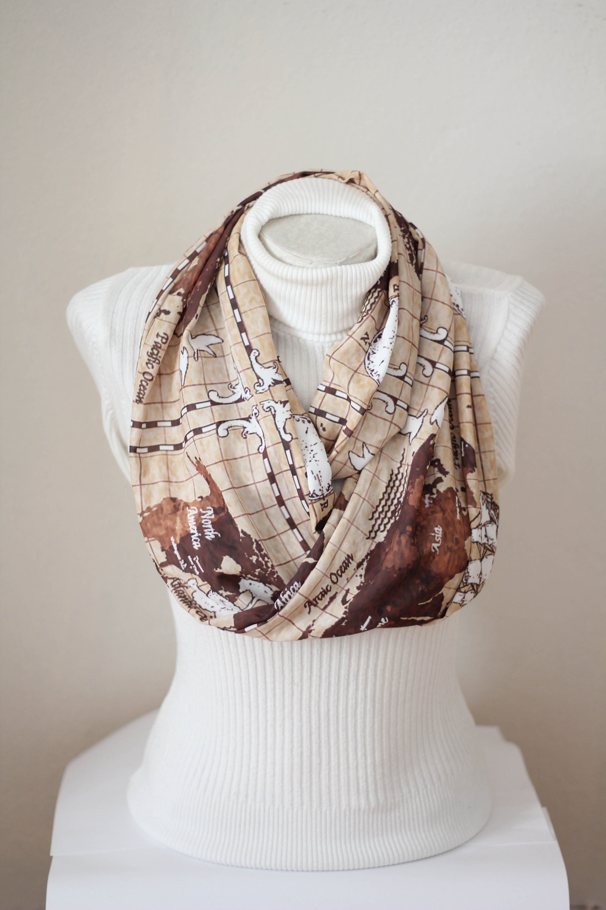 World Map Infinity Scarf Map Scarf Traveller Gift Ideas | Etsy