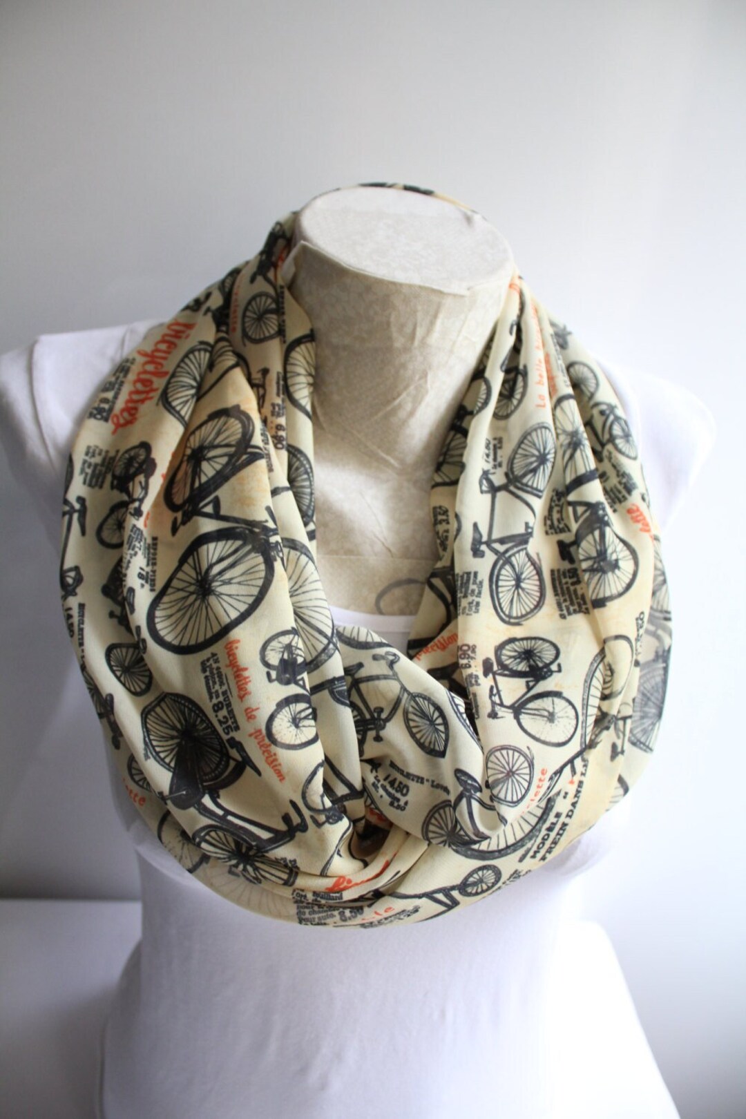 Bicycle Scarf Vintage Bicycle Accessories Infinity Scarf Bicycle Gifts ...