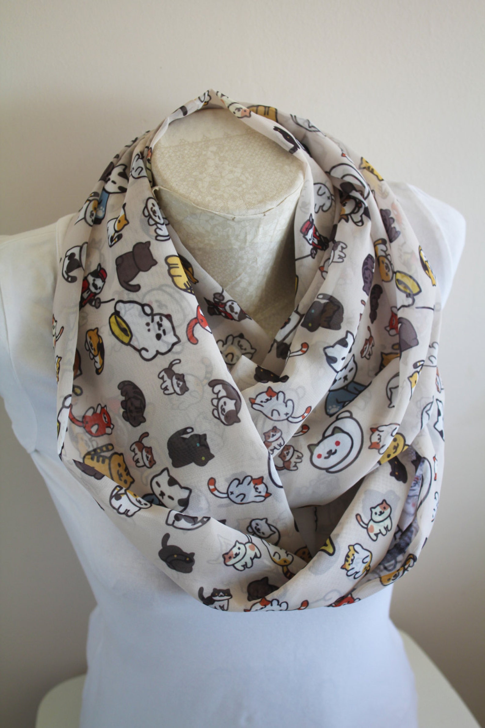Neko Atsume Scarf Funny Cat Tubbs Infinity Scarf Neko Cat | Etsy