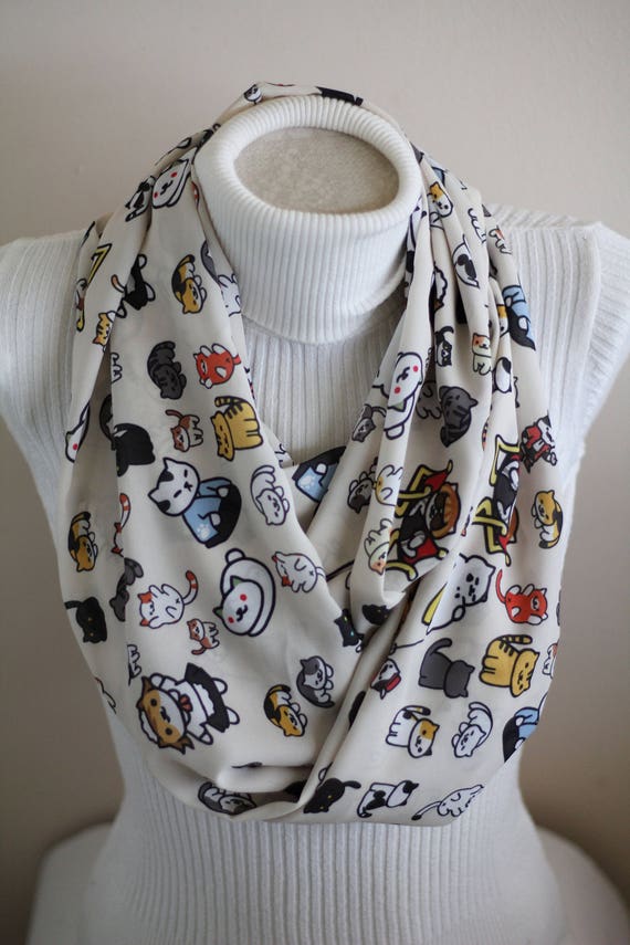 Neko Atsume Scarf Funny Cat Tubbs Infinity Scarf Neko Cat | Etsy