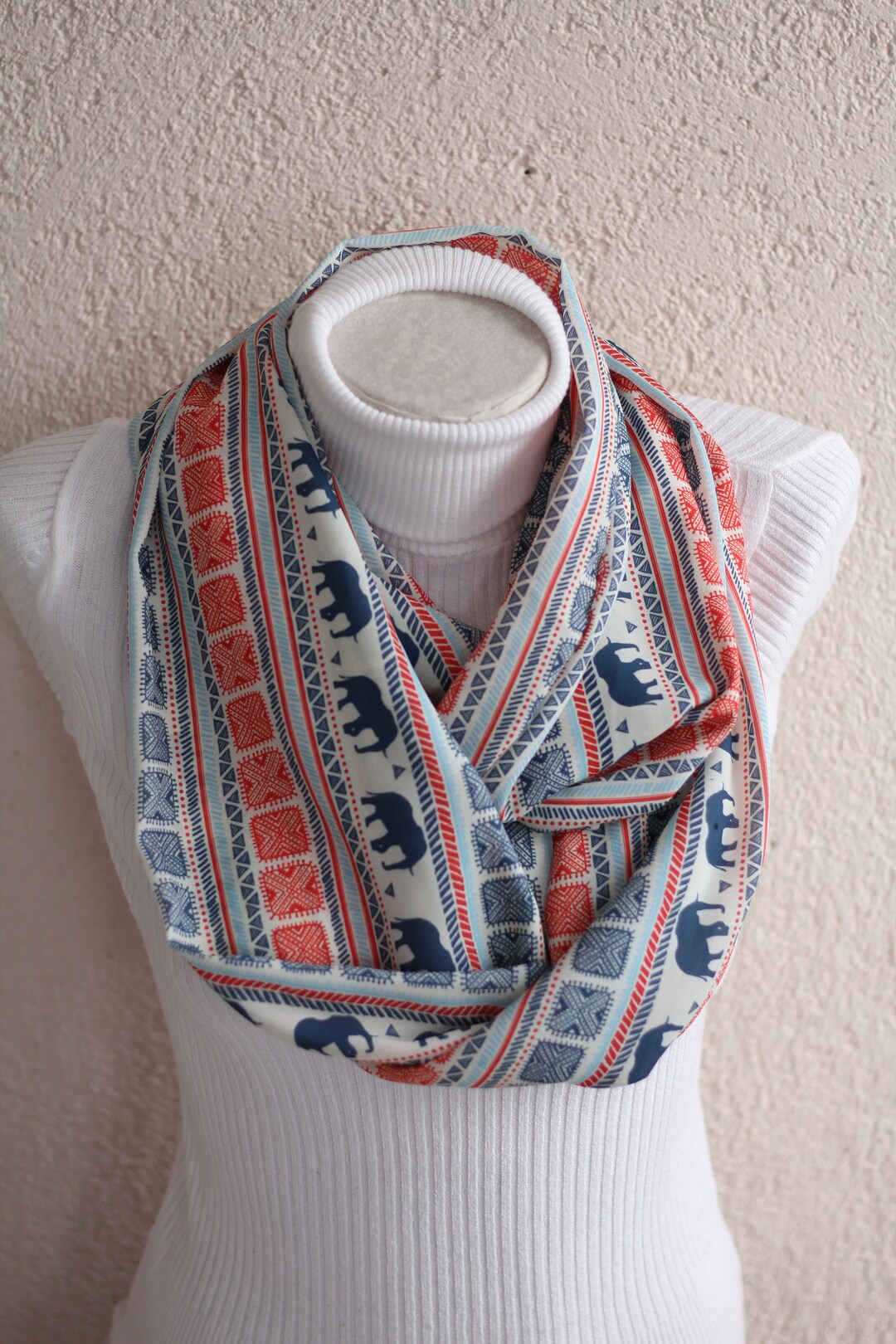 Elephant Scarf Boho Style Infinity Scarf Bohemian Gifts Women Fashion ...