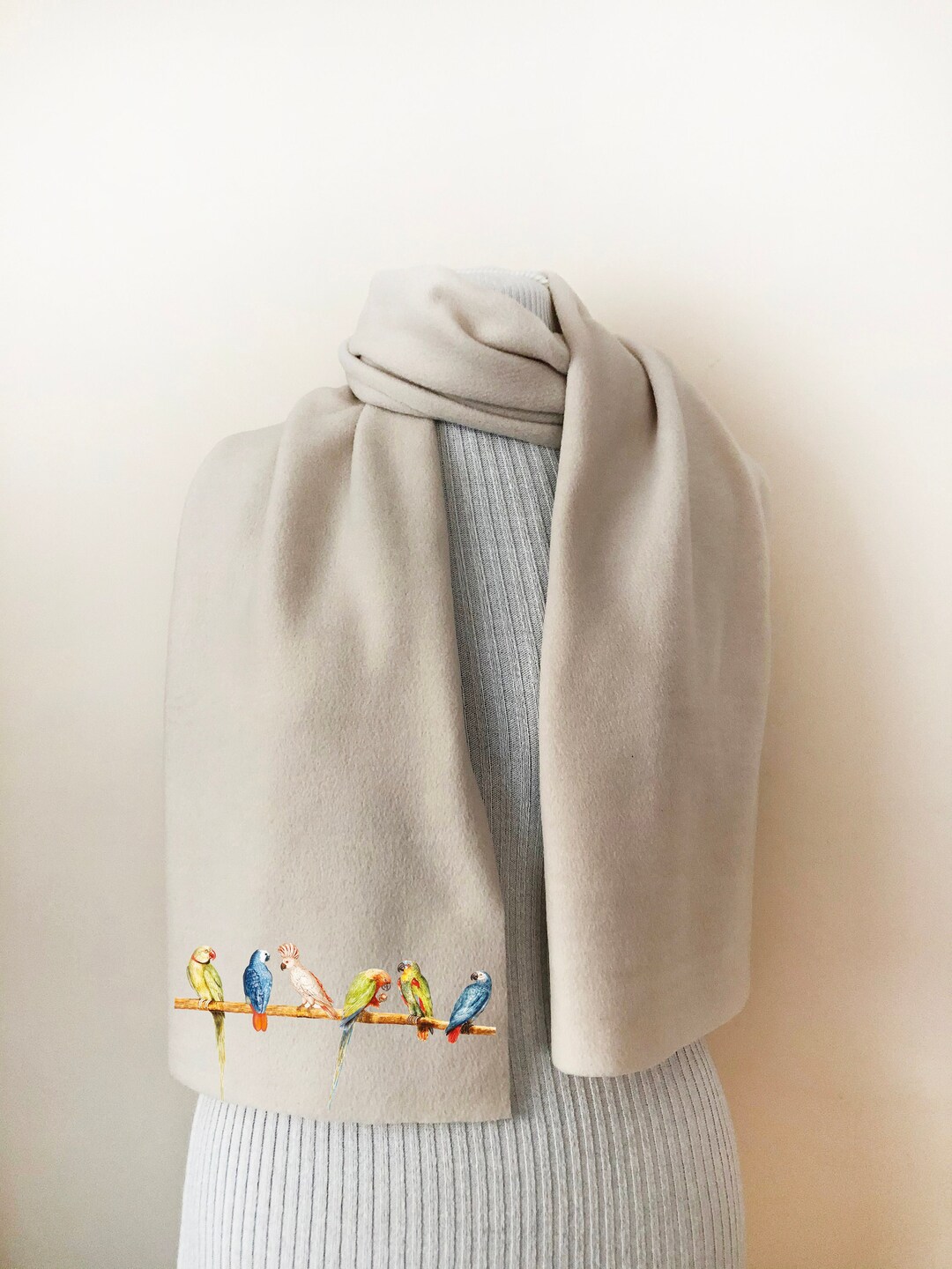Fleece Parrot Scarf: Bird Lover Gift - Etsy