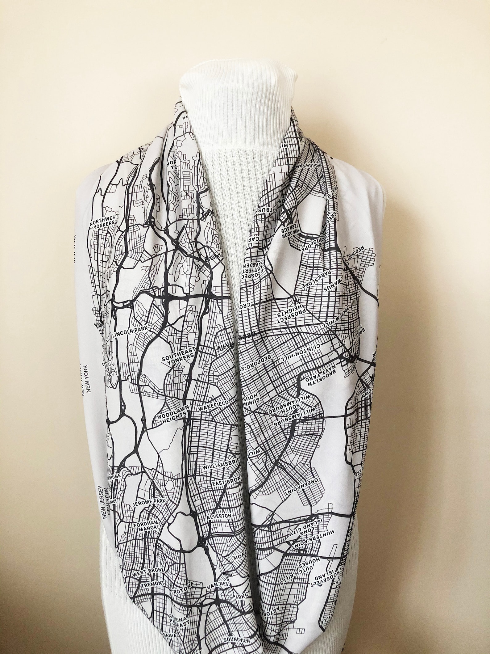 New York City Map Scarf New York Gifts Manhattan Map Brooklyn - Etsy
