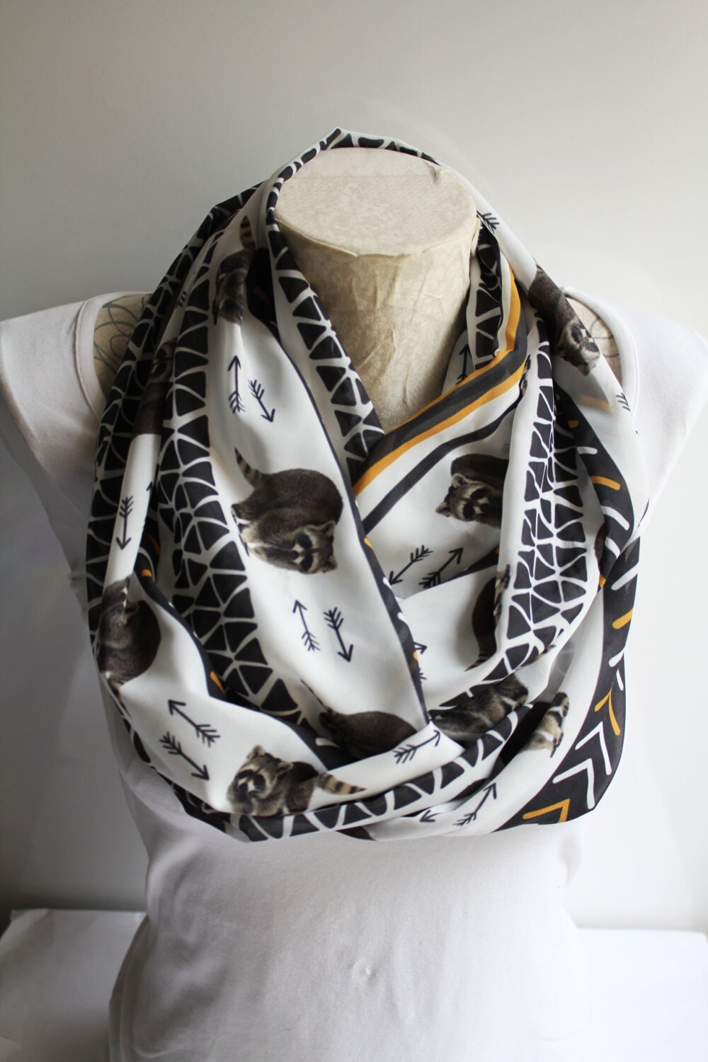 Raccoon Scarf Boho Accessories Woodland Animals Scarf Handmade | Etsy