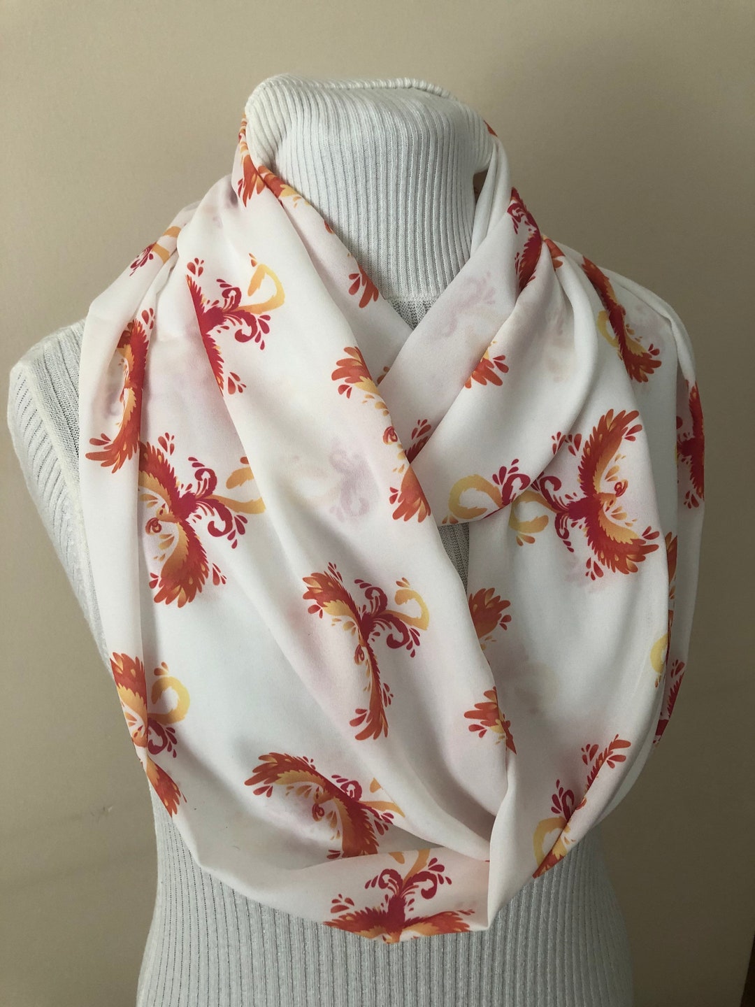 Phoenix Scarf Infinity Scarf Women Accessories Phoenix Gift for Her Simurgh Gift Christmas Gif ...