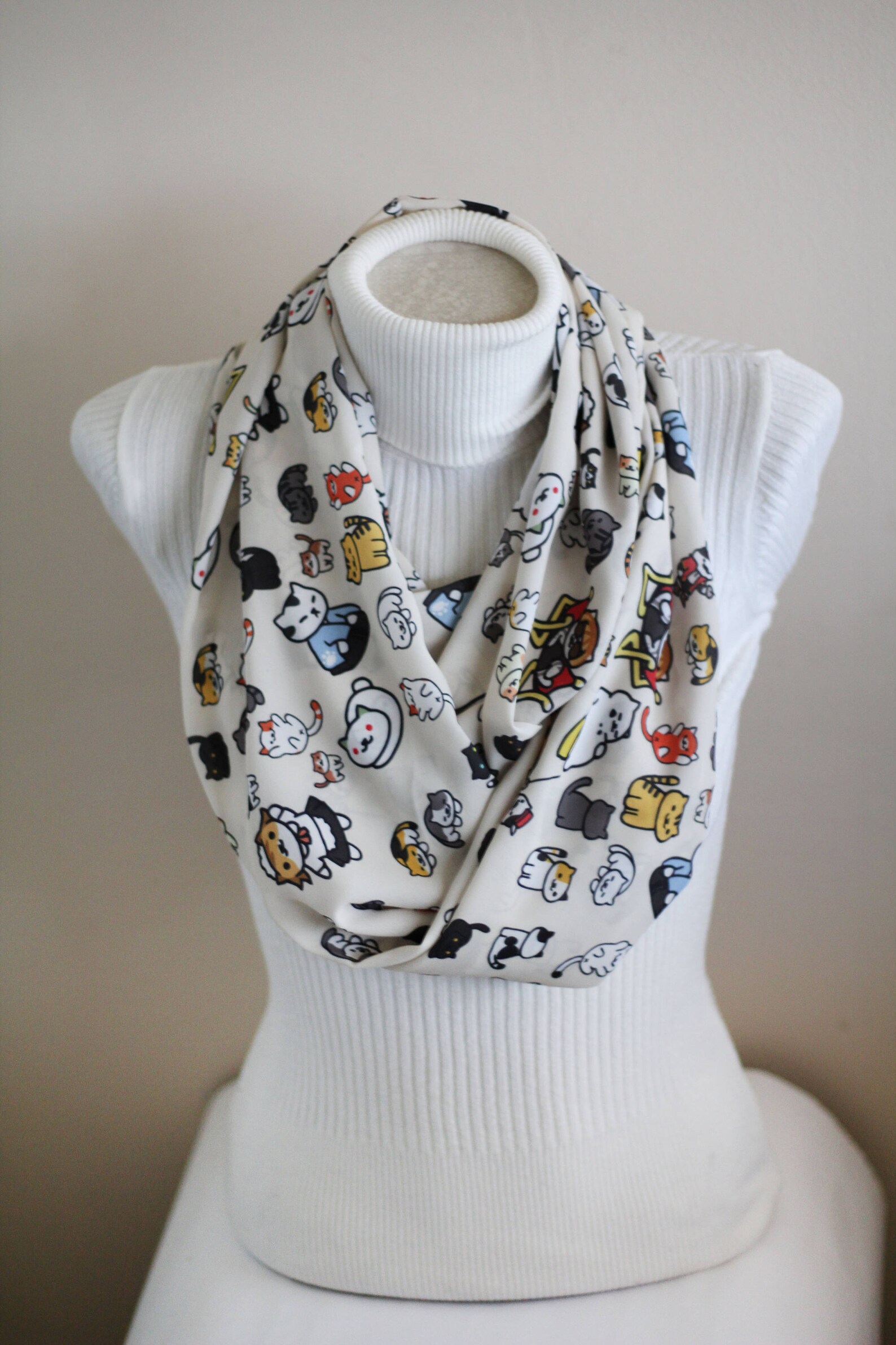 Neko Atsume Scarf Funny Cat Tubbs Infinity Scarf Neko Cat | Etsy