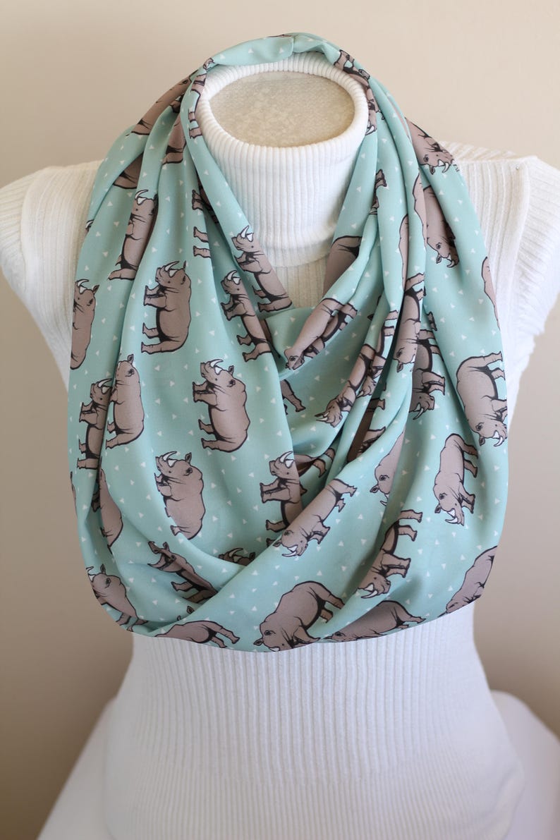 Rhino Scarf Rhinoceros Infinity Scarf Animal Scarf Animal | Etsy
