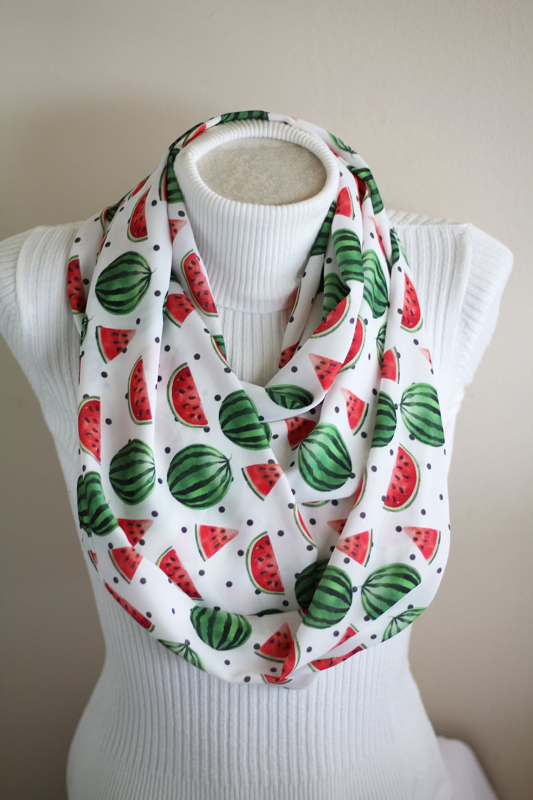 Watermelon Infinity Scarf Palestine Scarf Gift for Friend Ladies Scarf ...