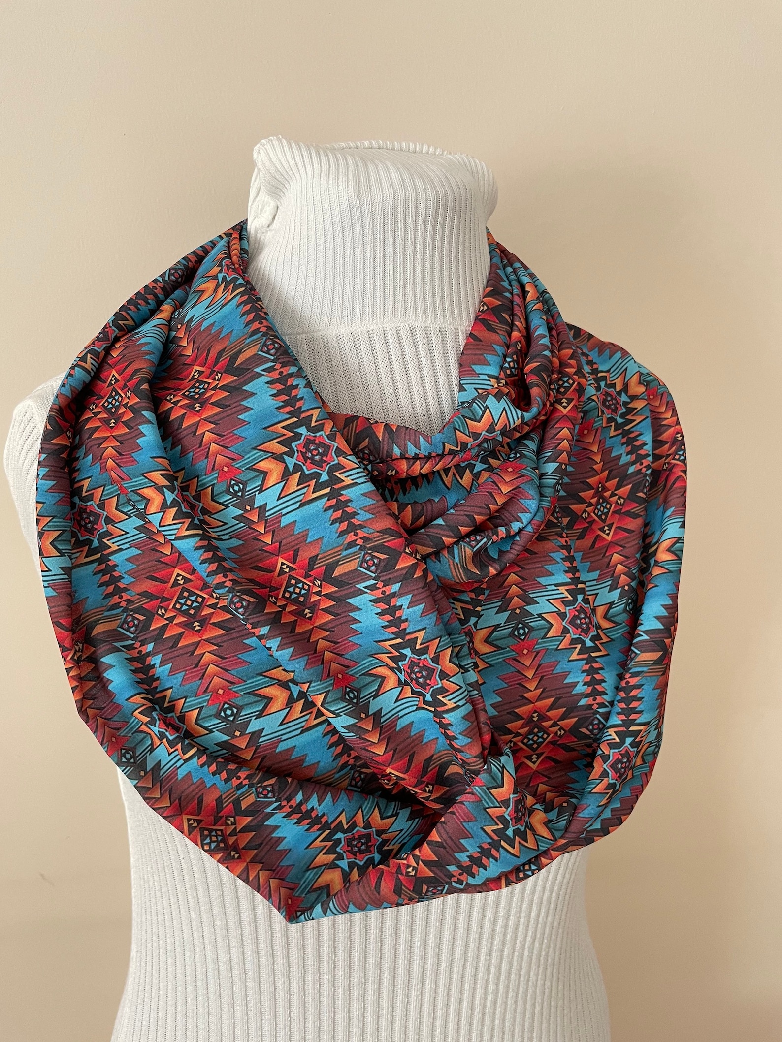 Navajo Scarf Native American Infinity Scarf Aztec Gifts for - Etsy