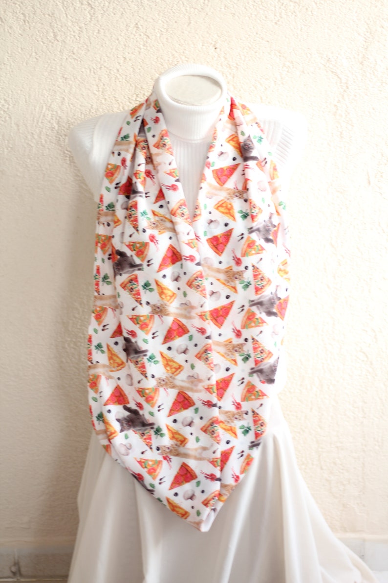 Pizza Cat Scarf Cat Infinity Scarf Pizza Party Crazy Cat - Etsy