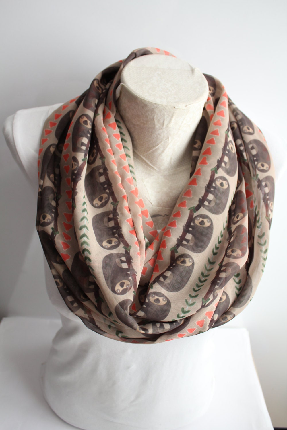 Sloth Scarf Hanging Sloth Infinity Scarf Women Accessories | Etsy