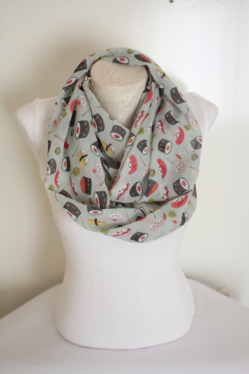 Sushi Scarf Foodie Chef Gifts for Her Infinity Scarf Japanese | Etsy