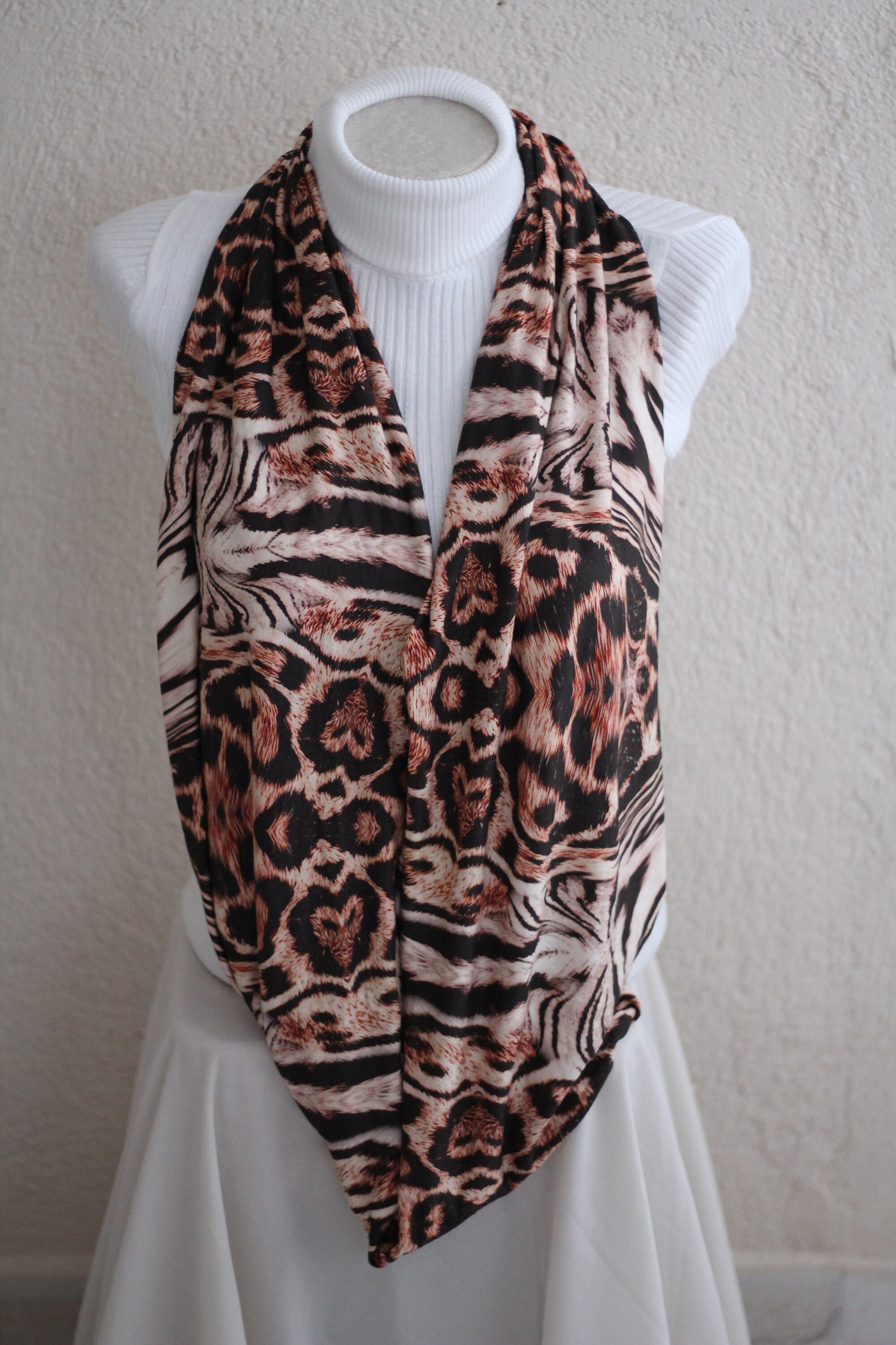 Leopard Scarf Animal Prints Infinity Scarf Jersey Scarf Fall | Etsy
