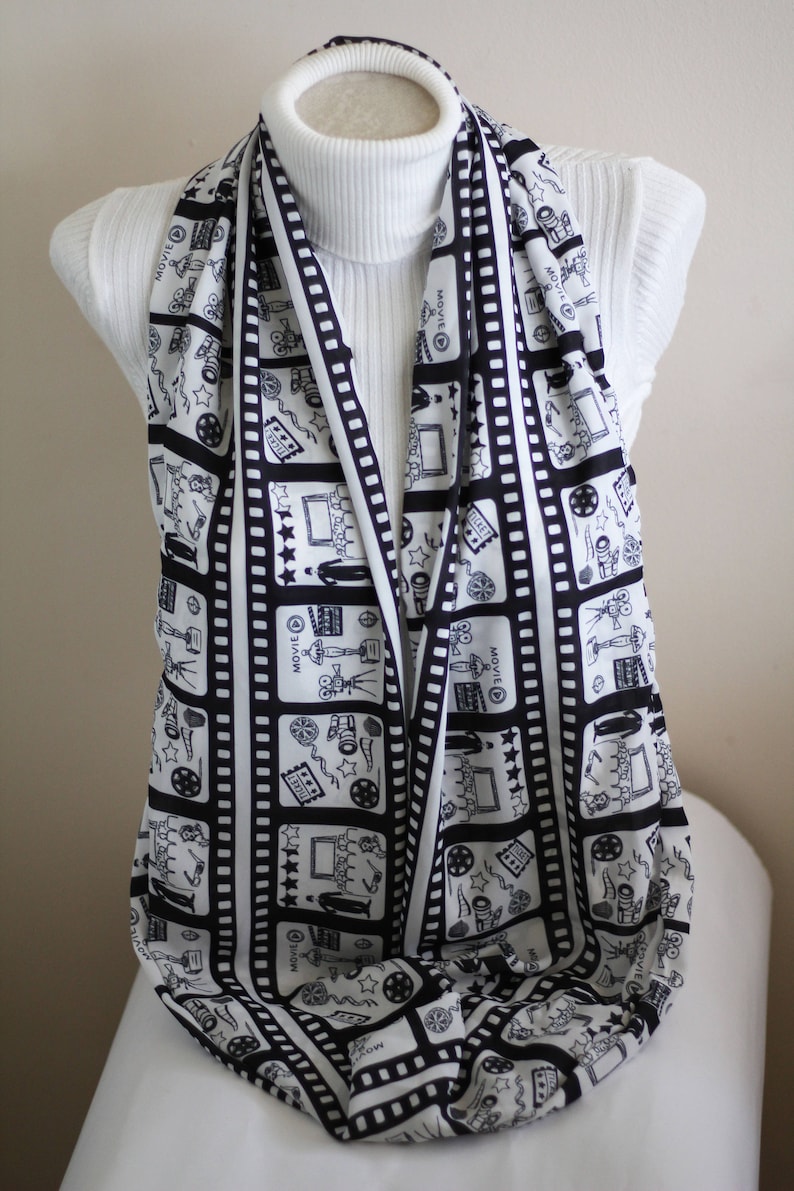 Cinema Infinity Scarf Movie Scarf Movie Lover Gift Film Strip Black and ...