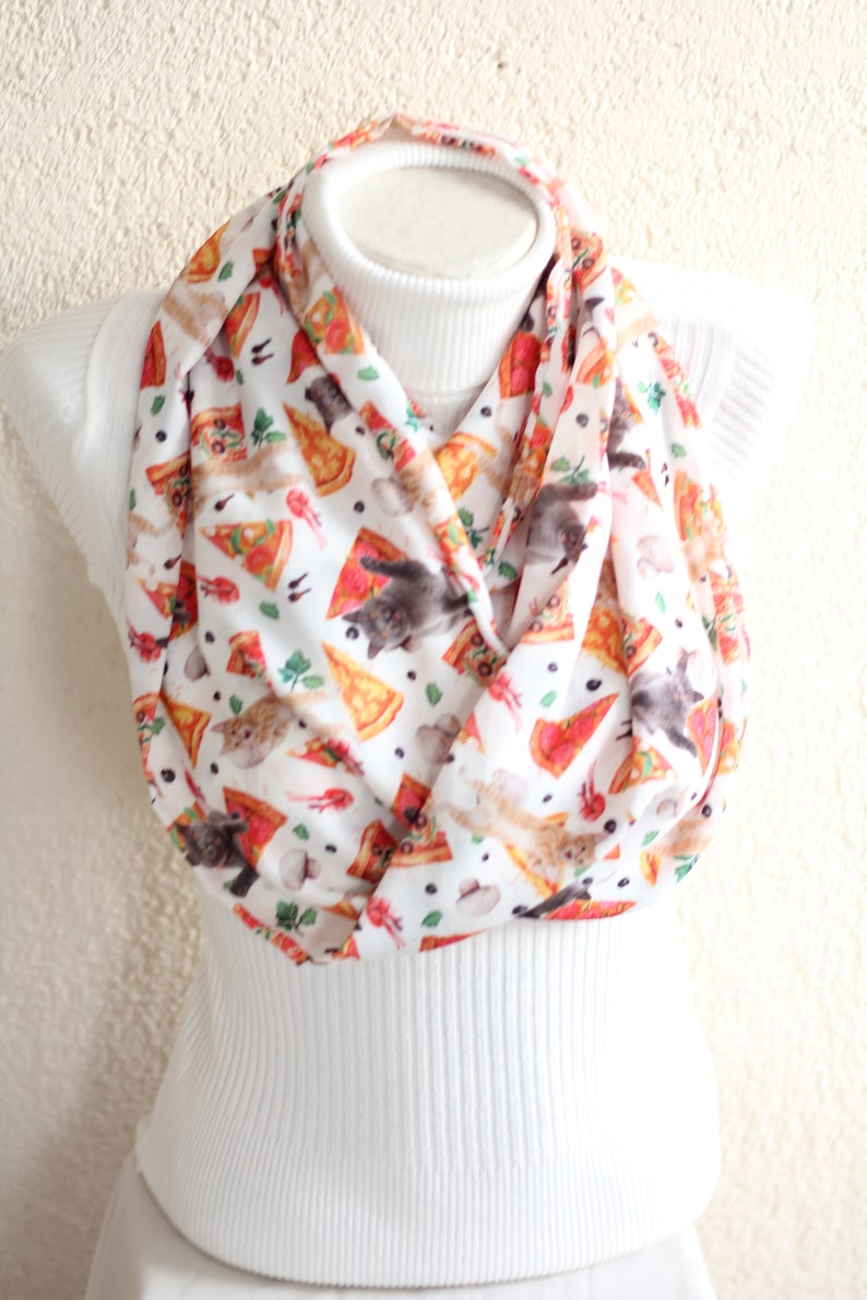 Pizza Cat Scarf Cat Infinity Scarf Pizza Party Crazy Cat - Etsy
