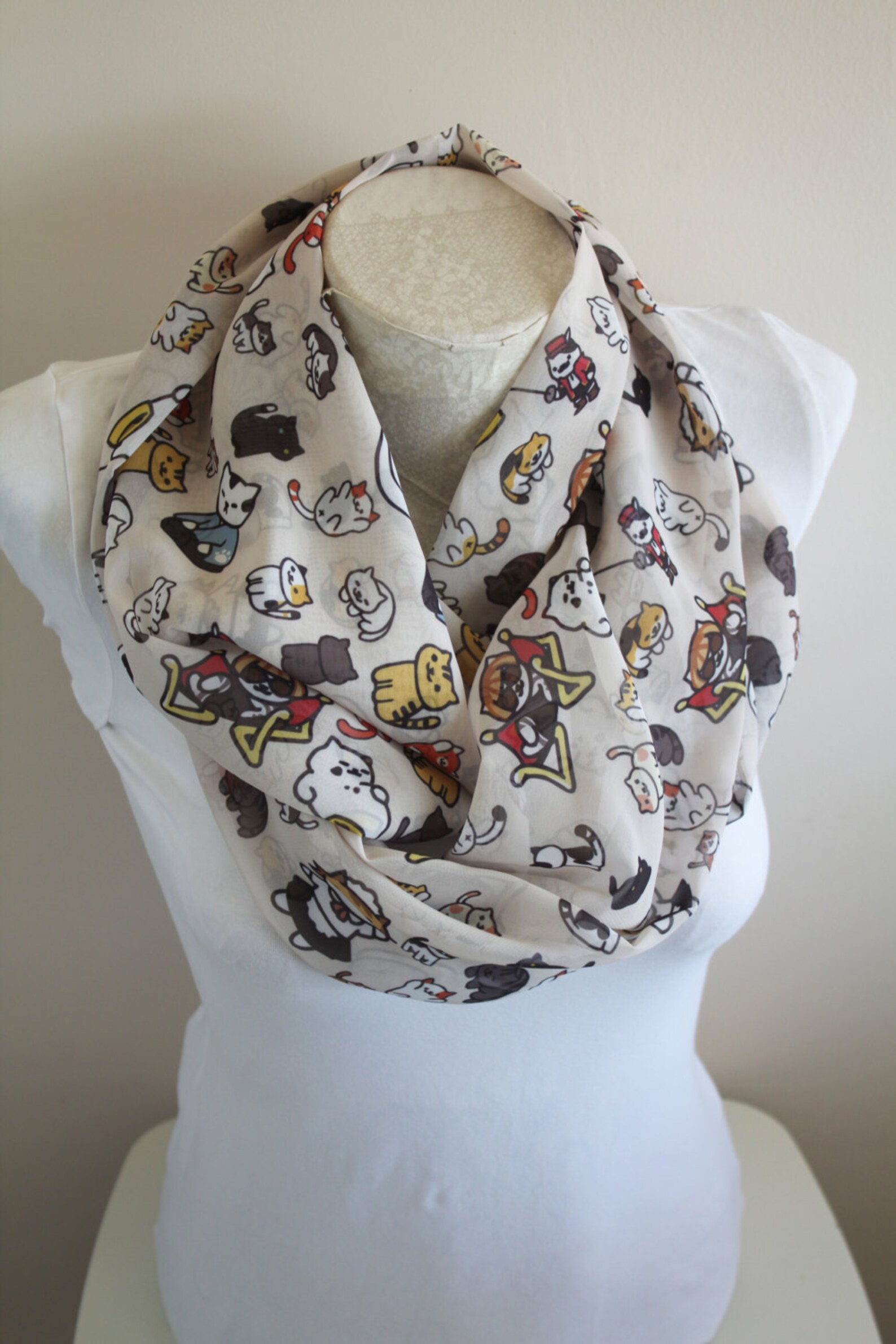 Neko Atsume Scarf Funny Cat Tubbs Infinity Scarf Neko Cat | Etsy