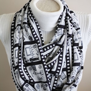 Cinema Infinity Scarf Movie Scarf Movie Lover Gift Film Strip Black and ...