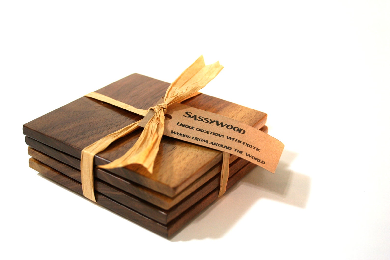 Walnut Wood Coaster Set of 4 - Free Shipping in US - Etsy
