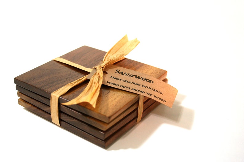 Walnut Wood Coaster Set of 4 - Free Shipping in US - Etsy