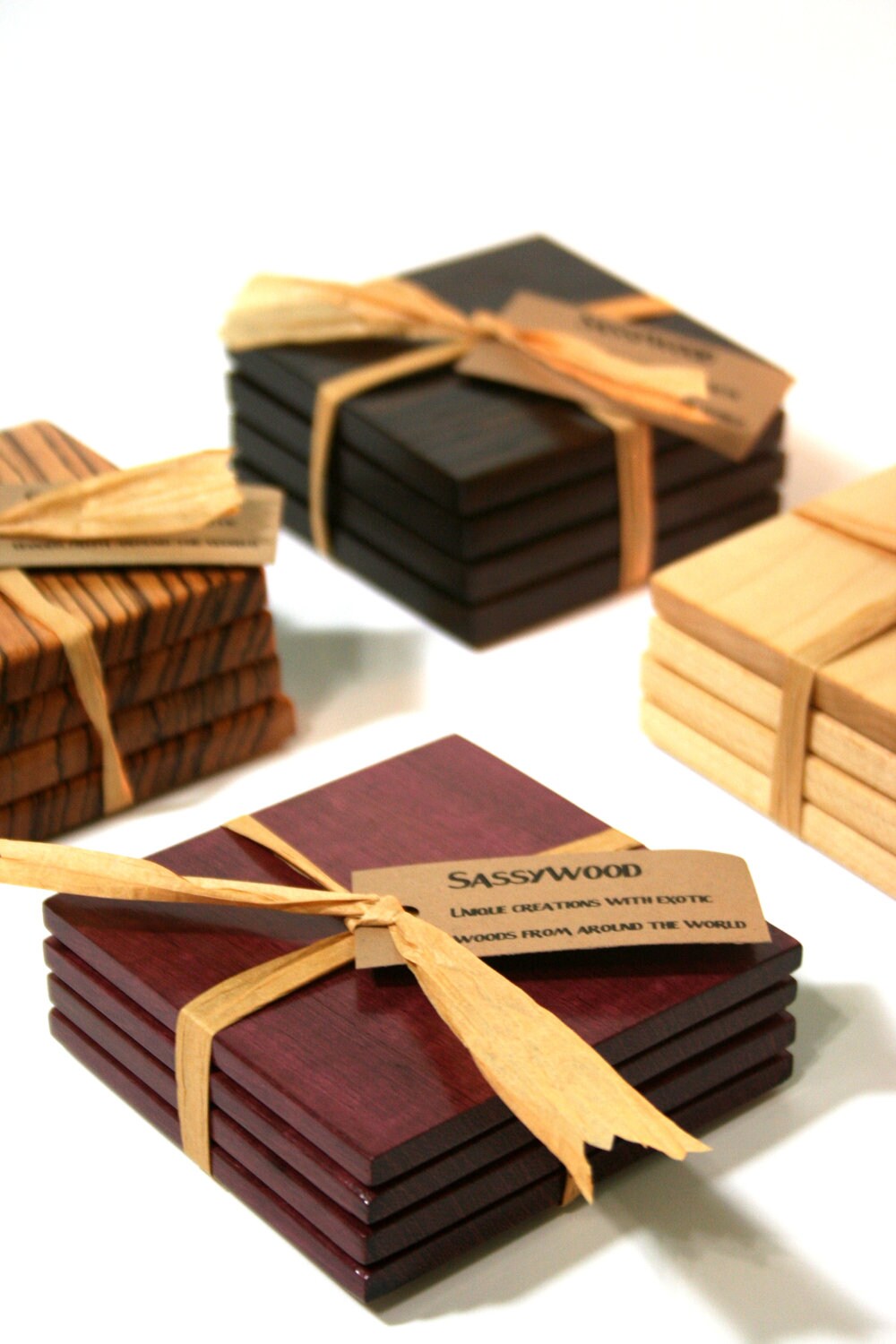 Walnut Wood Coaster Set of 4 - Free Shipping in US - Etsy
