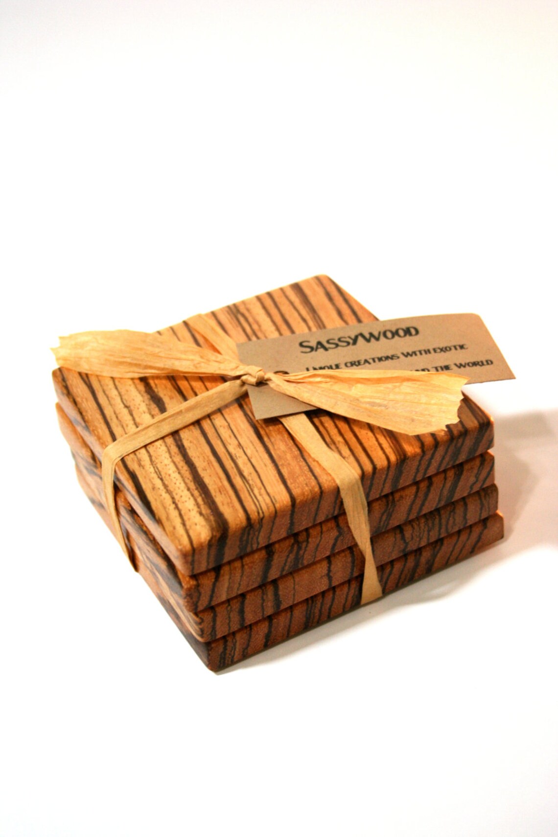 Zebra Wood Coaster Set of 4. Free Shipping in US - Etsy