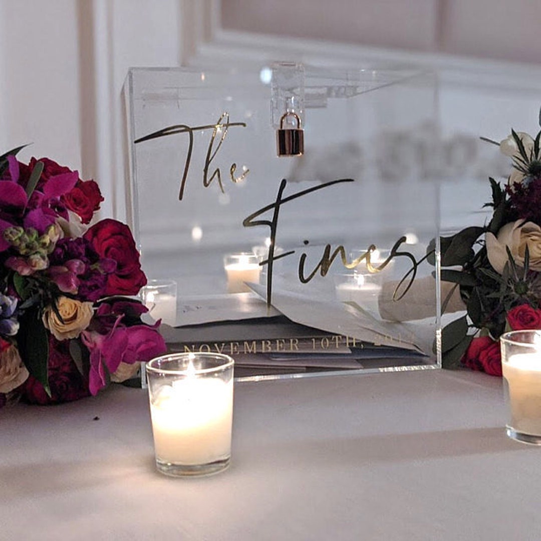 Wedding Card Box With Lock and Key, Clear Elegant Acrylic Card Box ...