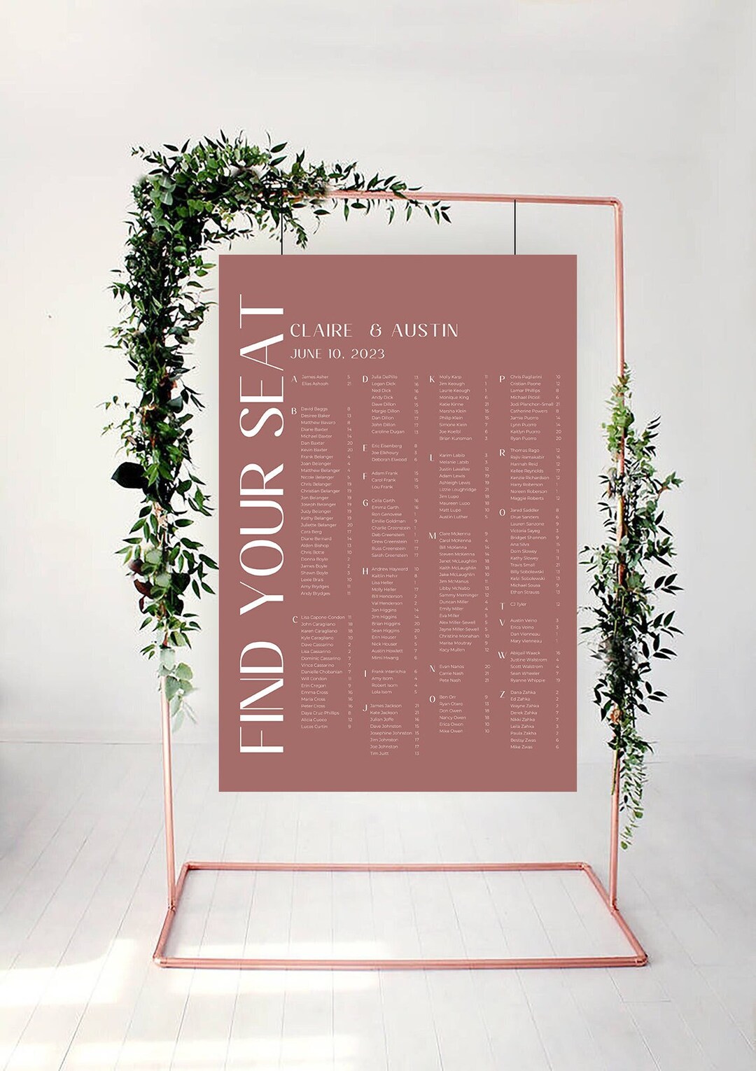 Alphabetical Seating Chart Template Download Minimalist Seating ...