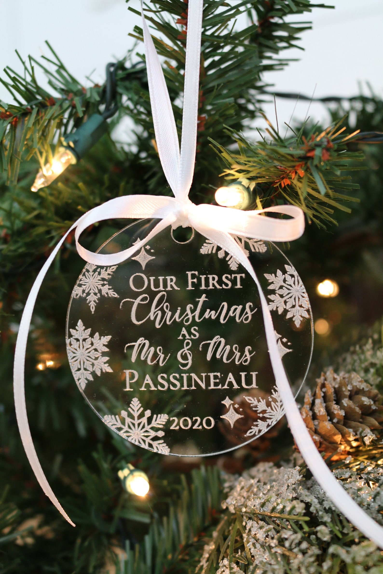 Personalized Acrylic Christmas Ornament Wedding Gift - Etsy