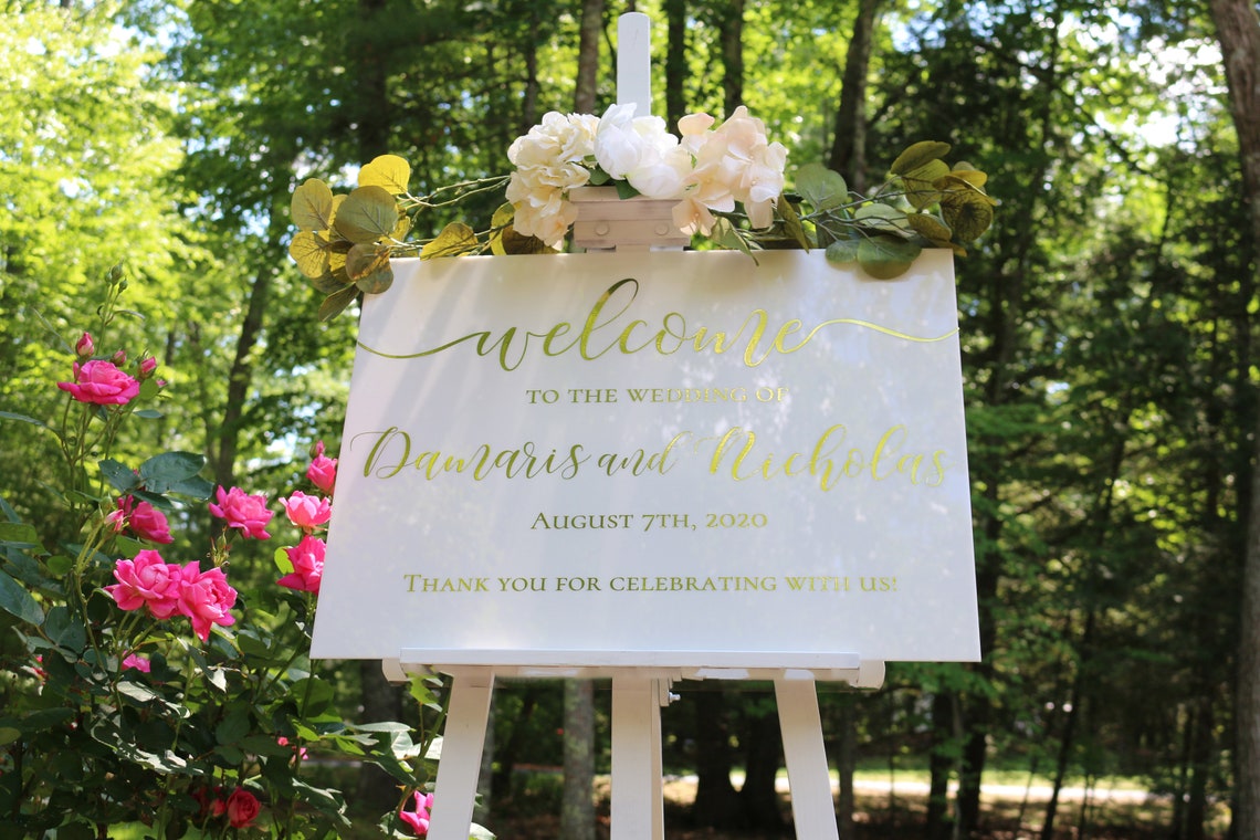 White Acrylic Wedding Welcome Sign 18 X 24 - Etsy