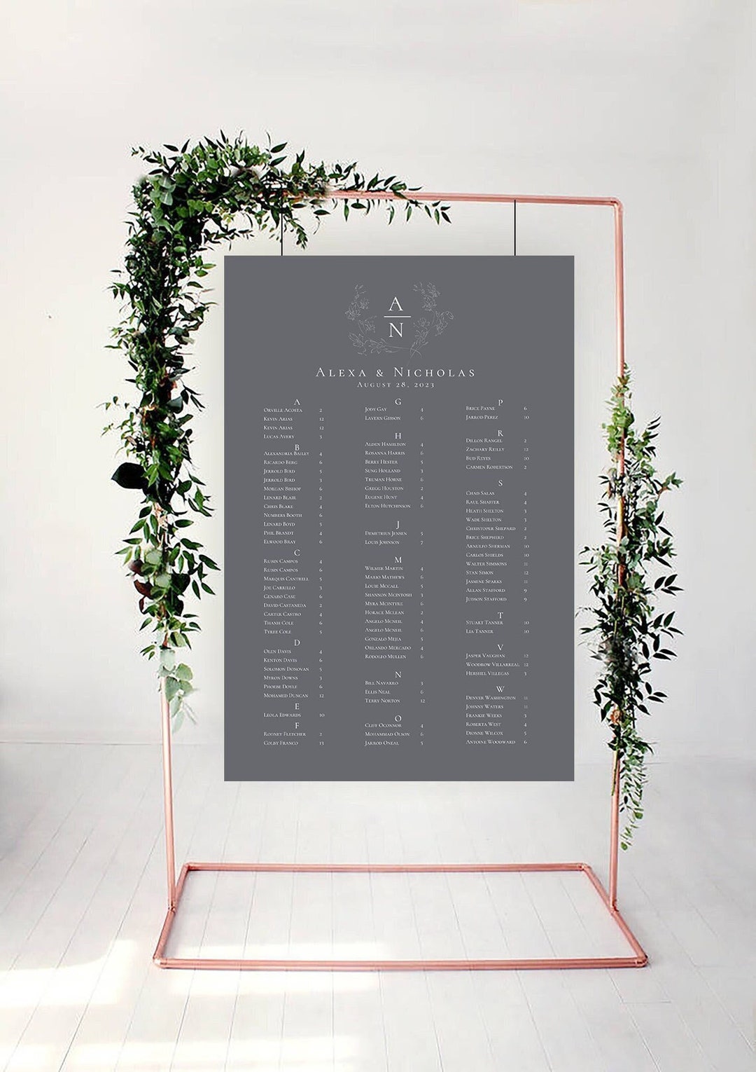 Alphabetical Seating Chart Template Download | Minimalist Seating ...