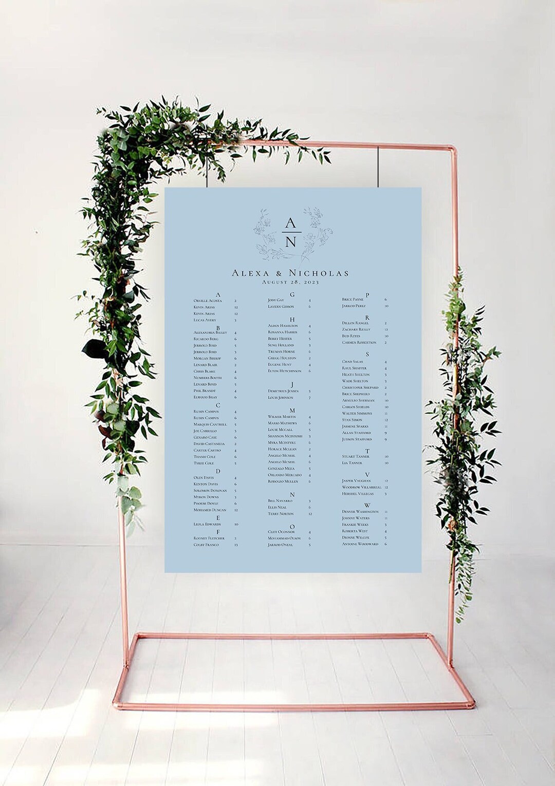 Alphabetical Seating Chart Template Download | Minimalist Seating ...