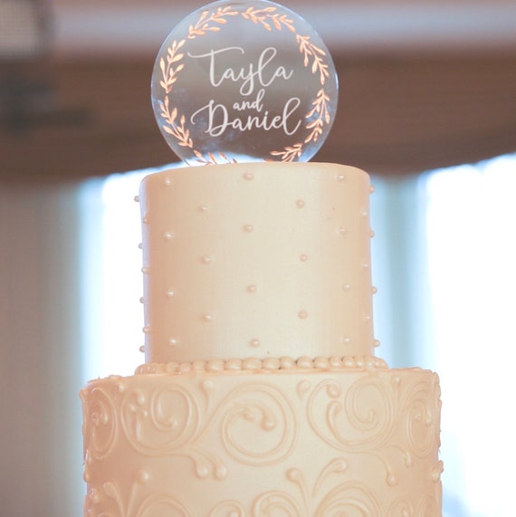 Personalized Acrylic Wedding Cake Topper Acrylic Circle Cake | Etsy