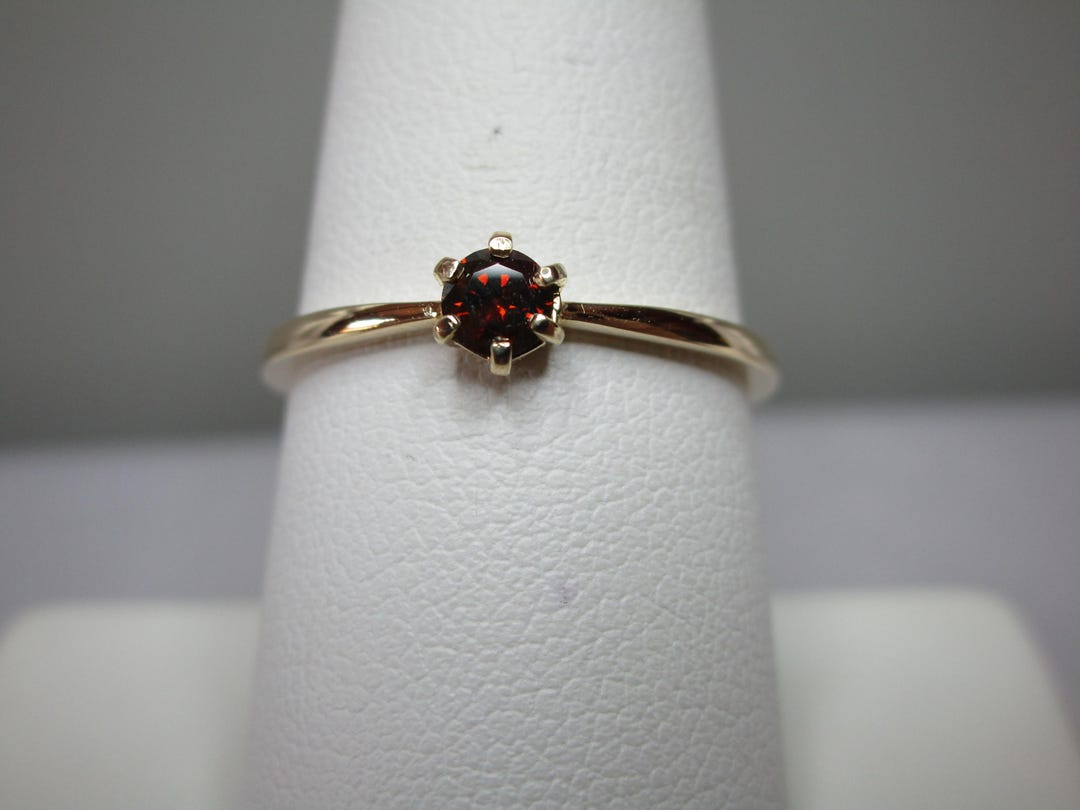 Round Cut Natural Red Diamond Ring in 14K Yellow Gold - Size 8 #3816 - Etsy