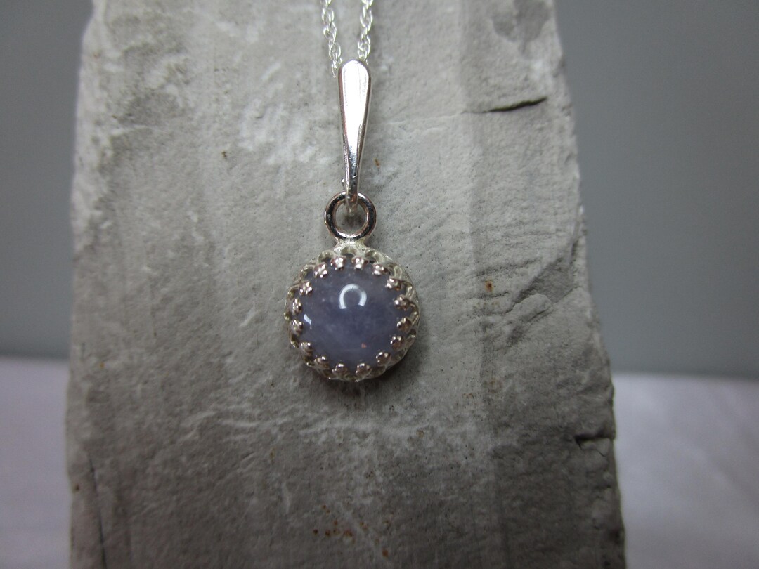 Round Cabochon Burmese Hackmanite Necklace in Sterling Silver #3833 - Etsy