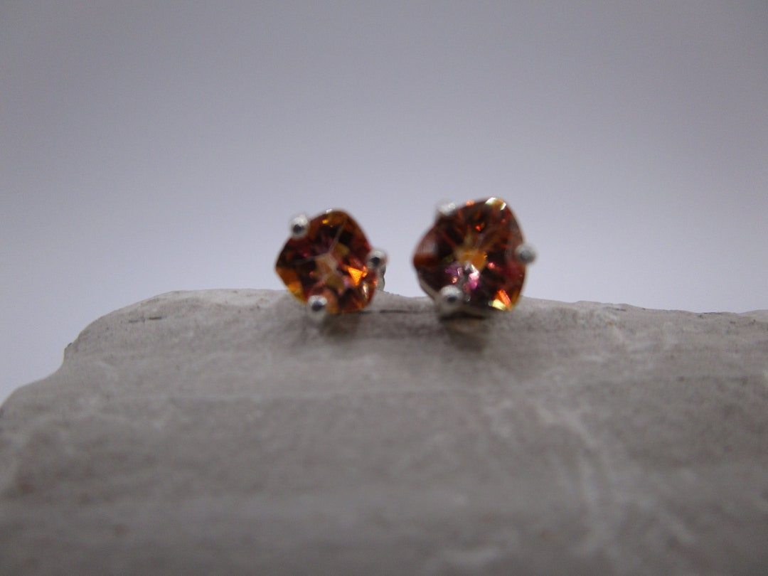 Trillion Cut Sunset Mystic Topaz Stud Earrings in Sterling Silver 3440 ...