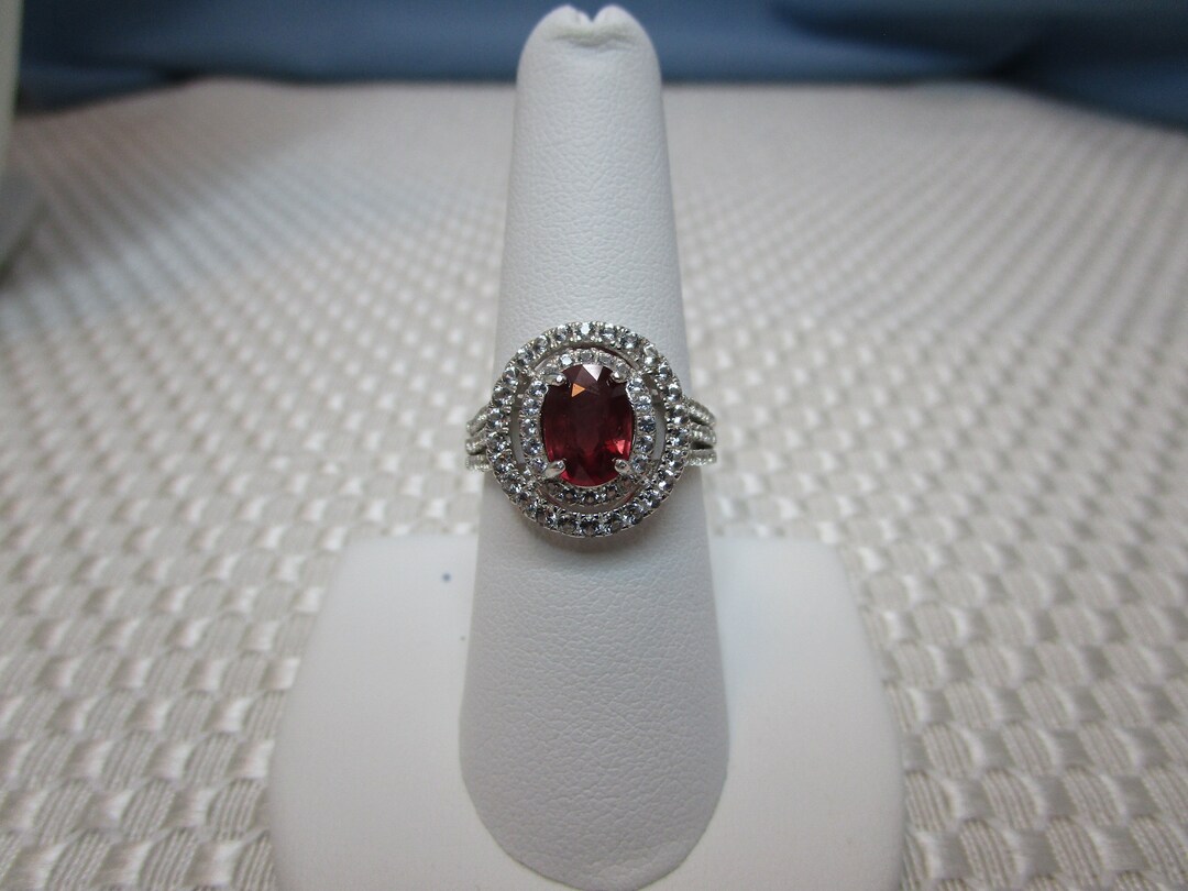 Oval Cut Ruby and Topaz Ring in Sterling Silver - Size 7 #2905 - Etsy